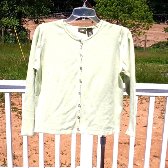 L.L. Bean | Sweaters | Ll Bean Light Mint Green Cotton Cardigan Size ...